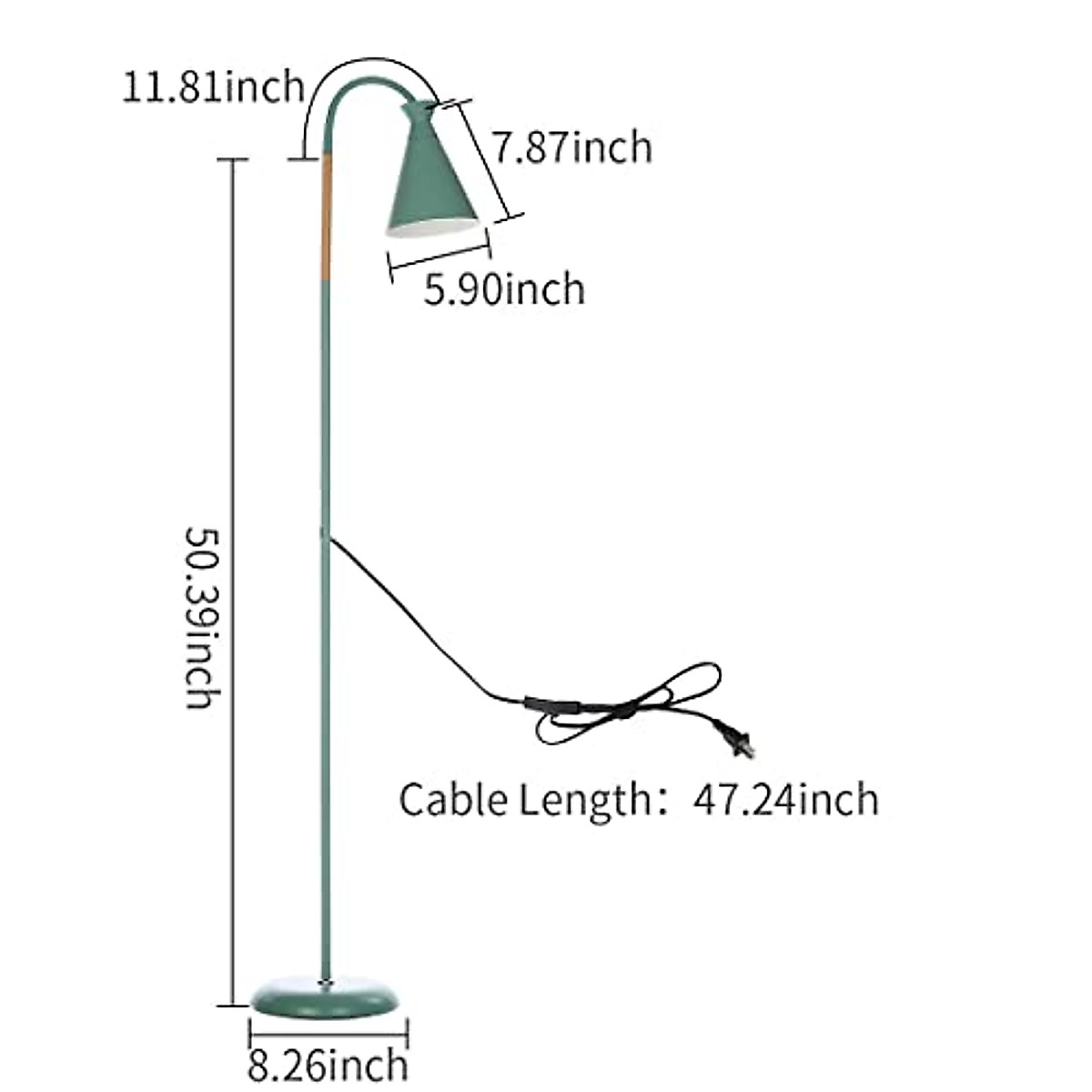 Gupuzm Gooseneck Floor Lamp Swing Arm Adjustable 360° Rotating Metal Bracket Lamp, Indoor Reading Lighting Dimming Floor Lamp Minimalist Style, Suitable for Living Room,Study, Bedroom, Office