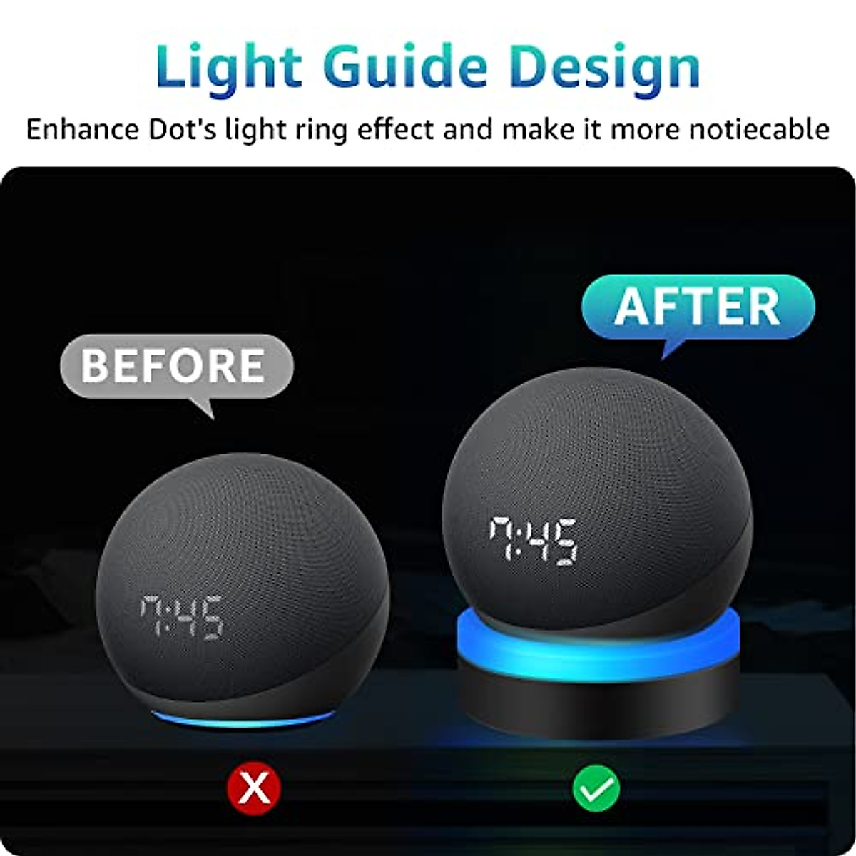 FUQINTOP Dot 4th/5th Generation Stand, Table Holder Mount with Light Guide, Enhance Light Effect, Space-Saving Dot 4/5 Accessories with Cable Management, Black