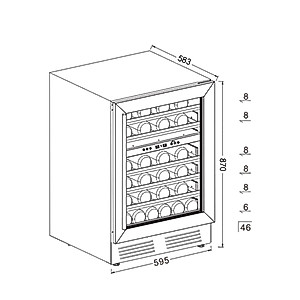 24 inch Freestanding Wine Fridge, 46 Bottle Fast Cooling Low Noise Compact Mini Wine Fridge with Stainless Steel Tempered Glass Door Small Wine Cooler Cabinet Beverage Refrigerator, for Kitchen
