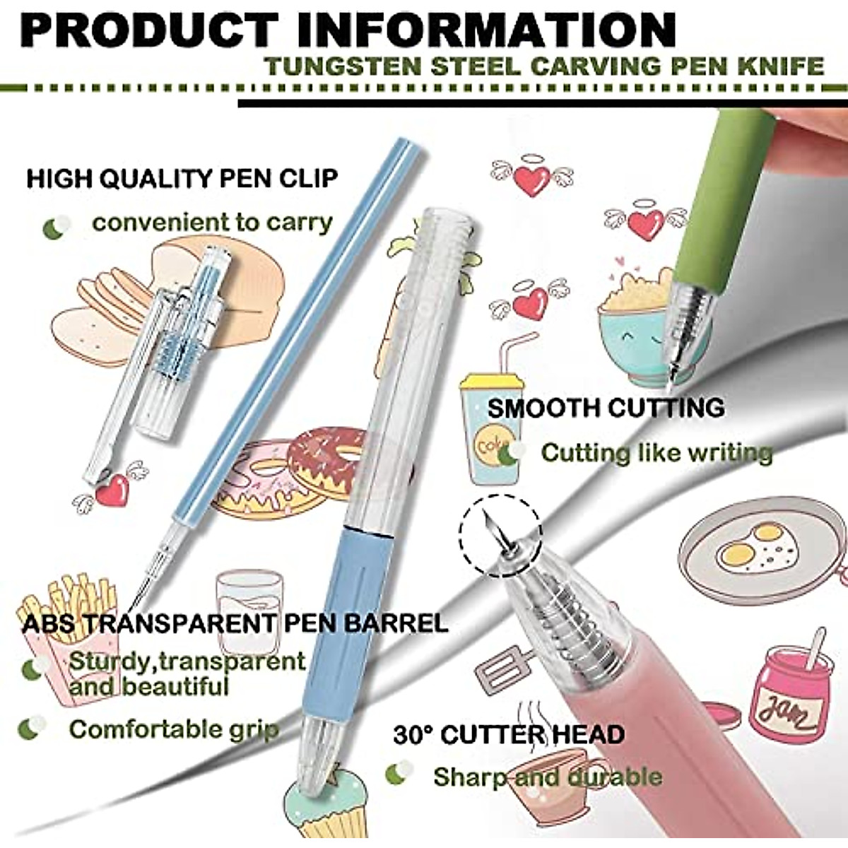 Paper Cutter Pen,Dapoprren Craft Cutting Pen,Knife Pen Craft Cutting Tools,Creative Retractable Precision Paper Cutting Carving Tools-6PCS