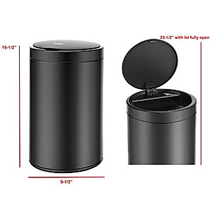 CozyBlock 3.2 Gallon 12L Automatic Trash Can, Stainless Steel Touchless Motion Sensor Bin, Quiet Soft Close Lid, IPX4 Waterproof (Black Stainless Steel)