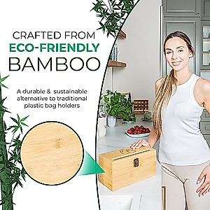 Trash Bag Dispenser Bamboo 10x6x6" - Rustic Lock & Hinges and Hanging Holes - Keep Your Plastic and Garbage Bags Within Reach - A Must-Have Kitchen Organizer that Adds a Touch of Charm to Your Space