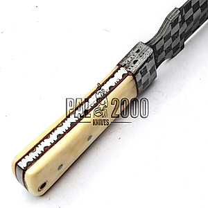 PAL 2000 KNIVES DAM-9719 Custom Handmade Forged Damascus Steel Fixed Blade Hunting Dagger Sharp Edge Knife With Sheath