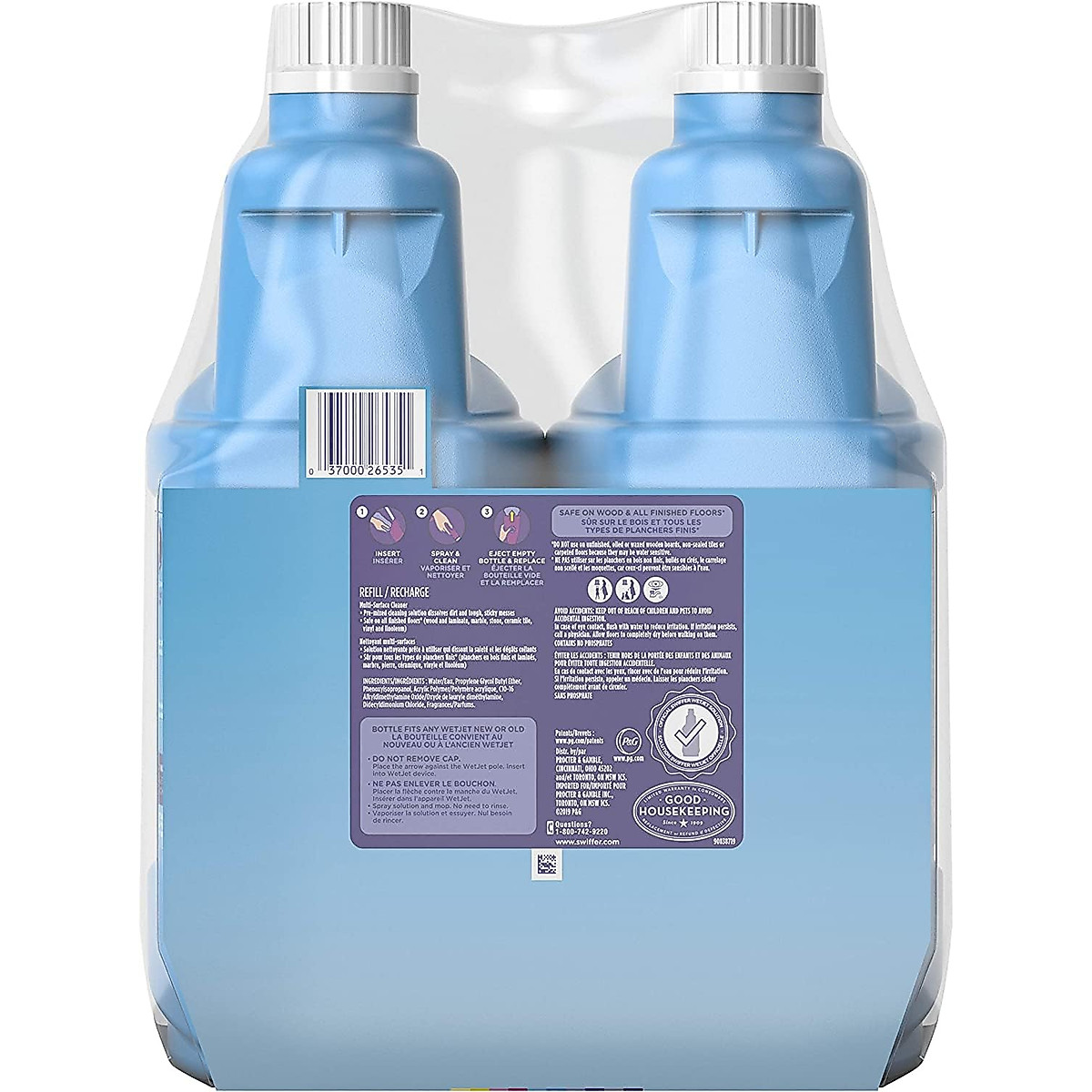 Swiffer WetJet Floor and Hardwood Multi-Surface Cleaner Solution Refills, Open Window Fresh Scent, 1.25L (Pack of 2)