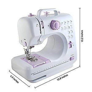 NEX Portable Sewing Machine Double Speeds for Beginner, Kids Sewing Machine with Reverse Sewing and 12 Built-In Stitches, Light Purple