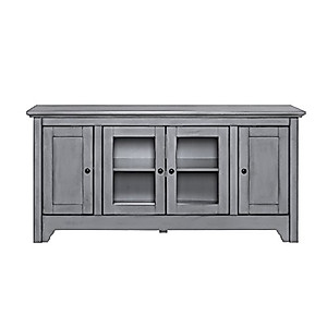 Walker Edison Wood Universal TV Stand with Storage Cabinets for TV's up to 58" Flat Screen Living Room Entertainment Center, 52 Inch, Grey