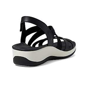 Skechers Women's Ankle-Strap Sandal, Black Durabuck Webbing, 8