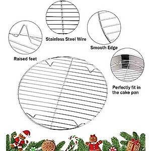 TeamFar Round Cooling Rack Set of 2, 9 Inch Round Rack Baking Steaming Roasting Rack Set Stainless Steel, Healthy & Dishwasher Safe, Mirror Finish & Rust Free