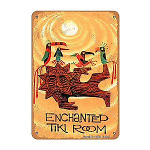 Enchanted Tiki Room Iron 8X12 Inch Retro Look Decoration Art Sign for Home Kitchen Bathroom Farm Garden Garage Funny Wall Decor