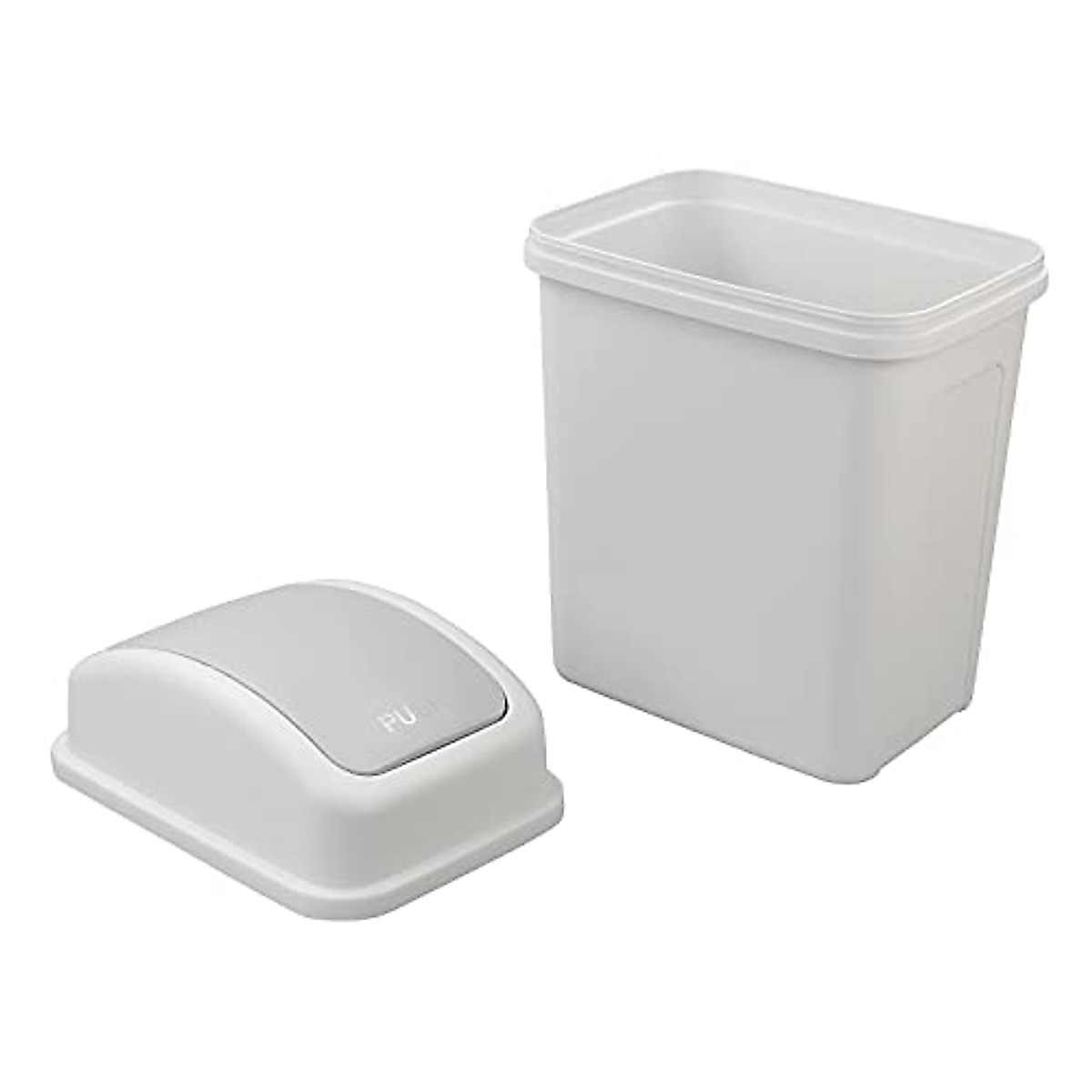 Vababa 3-Pack 4 Gallon Plastic Trash Can with Swing Lid, Swing-Top Waste Can, Gray