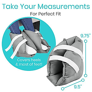 Xtra-Comfort Heel Protector Cushion (Pair) - Foot Boot for Swollen Feet, Sore Ankles, Pressure Ulcers, Sleeping and Recovering Post Surgery - Elevator Leg Rest Protection for Pain Relief - Washable