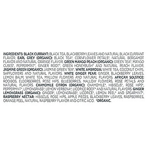 Tea Forte Assorted Classic Tea, Petite Presentation Box, Sampler Gift Set With Handcrafted Pyramid Infusers - Herbal, Black, Green, White, 10 Count (Pack of 1)