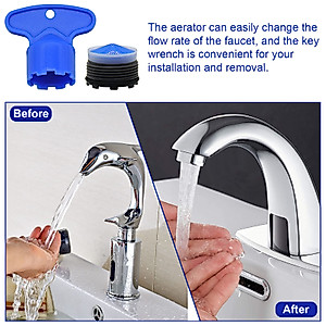 Jersvimc 4Pcs(2 Set) M21.5 Cache Faucet Aerator with Key Removal Wrench Tool, Bathroom Water Faucet Aerator Adapter Replacement Parts Water Flow Restrictor for Faucet Kitchen