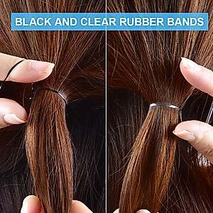 Topsy Tail Hair Tool Set by IKOCO - 400pcs Hair Bands, 2pcs Loop Styling Tools, Rat Tail Comb, (200pcs Each) Clear and Black Elastics