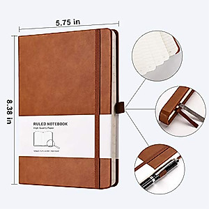 RETTACY Lined Journal Notebook - A5 Leather Thick Journal Writing Notebook with 192 Numbered Pages,Hardcover,100gsm Thick Paper 5.75'' × 8.38''