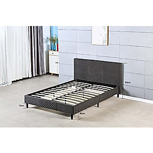UMATRU King Size Upholstered Platform Bed Frame with Modern Headboard, Wooden Slats Support, No Box Spring Needed for Boys Girls Teens Adults, Under Bed Storage (Grey, King)