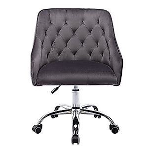Modern Shell Swivel Chair, Velvet Desk and Chair, Leisure Office Chair Living Room Bedroom (Black)