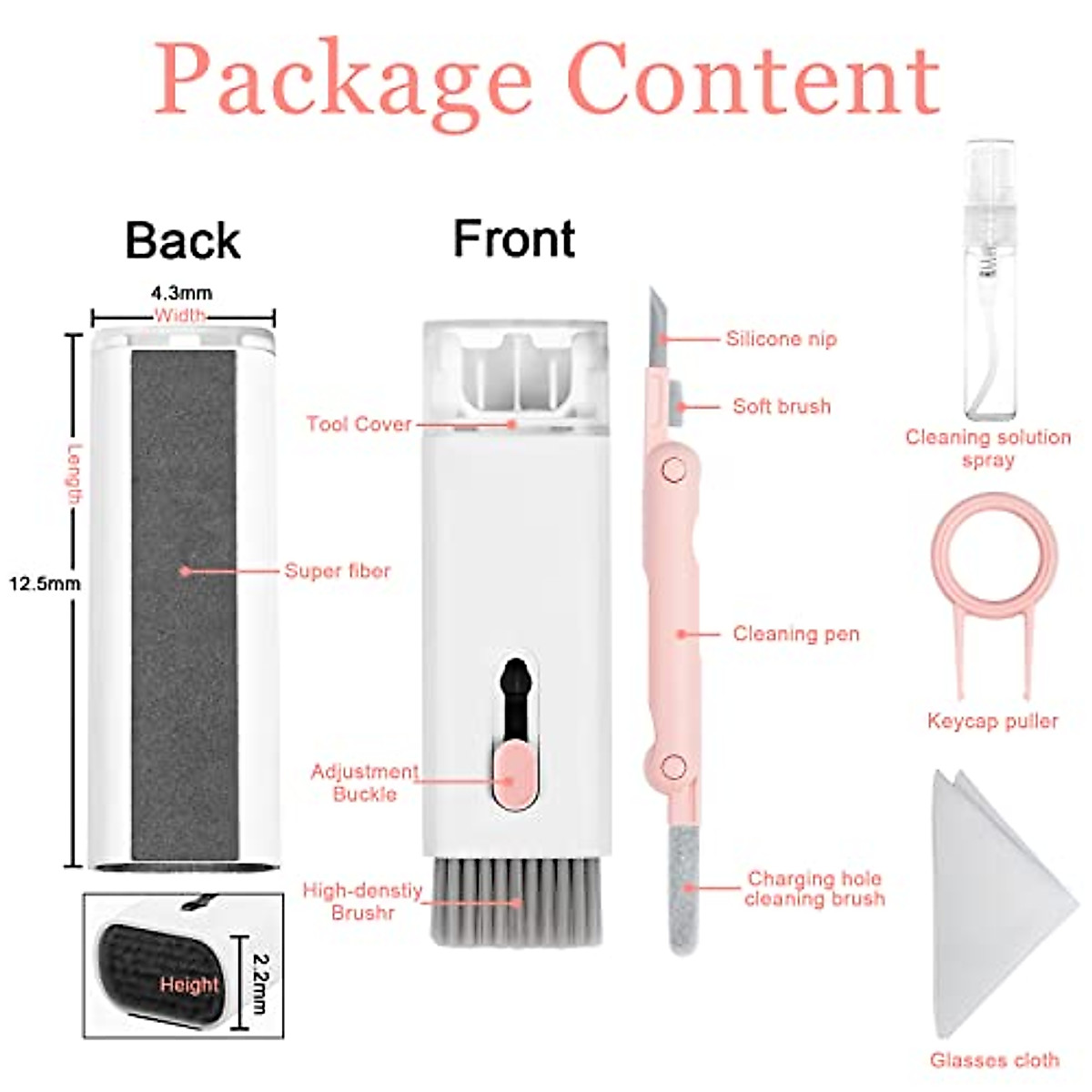 walrfid Laptop Keyboard Earbud Screen Cleaner Sprayer Kit for Airpods Pro MacBook iPad iPhone iPod, Electronics Airpod Cleaning Pen Brush Tool for PC TV Phone Computer - 5ml Screens Cleaners Spray