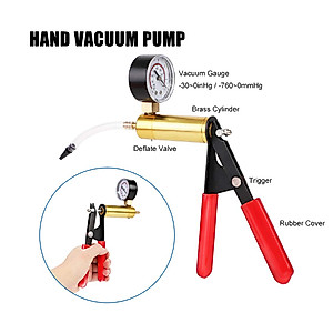 JIFETOR Hand Vacuum Pump Tester and Brake Clutch Bleeder Tool 2-in-1 Kit, One-Man Handheld Automotive Brake Fluid Bleeding Set, with Gauge Jar Adapters for Bike Motorcycle Car Truck Diagnosis