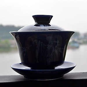 Gaiwan 5oz/150ml Blue White Porcelain teacup Sancai Tea Cup Set beauty pattern Lid(pure leaf)