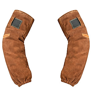 YESWELDER Leather Welding Sleeves Heat&Flame Resistant Arm Protection Work Sleeves for Men and Women