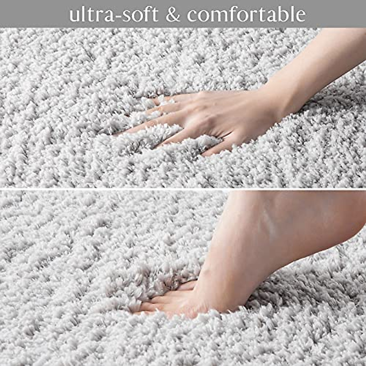 Ashler Runners Bathroom Rugs Long Non Slip Bathroom Rug Sets 2 Piece, Light Grey Water Absorbing Bath Mat Ultra Soft Shower Rugs, Plush Machine Washable Bathroom Carpet, 24 x 36 & 24 x 72 inches