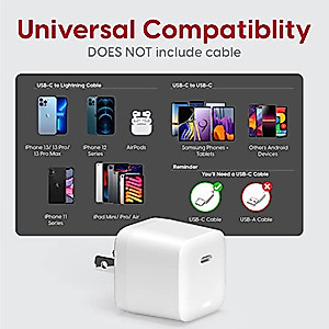 TALK WORKS USB-C Wall Charger Compatible w/iPhone 13/13 Pro/13 Pro Max/14/14 Plus/14 Pro/14 Pro Max, Laptop Computers - Single Port Fast Wall Charger Block Cube (White)