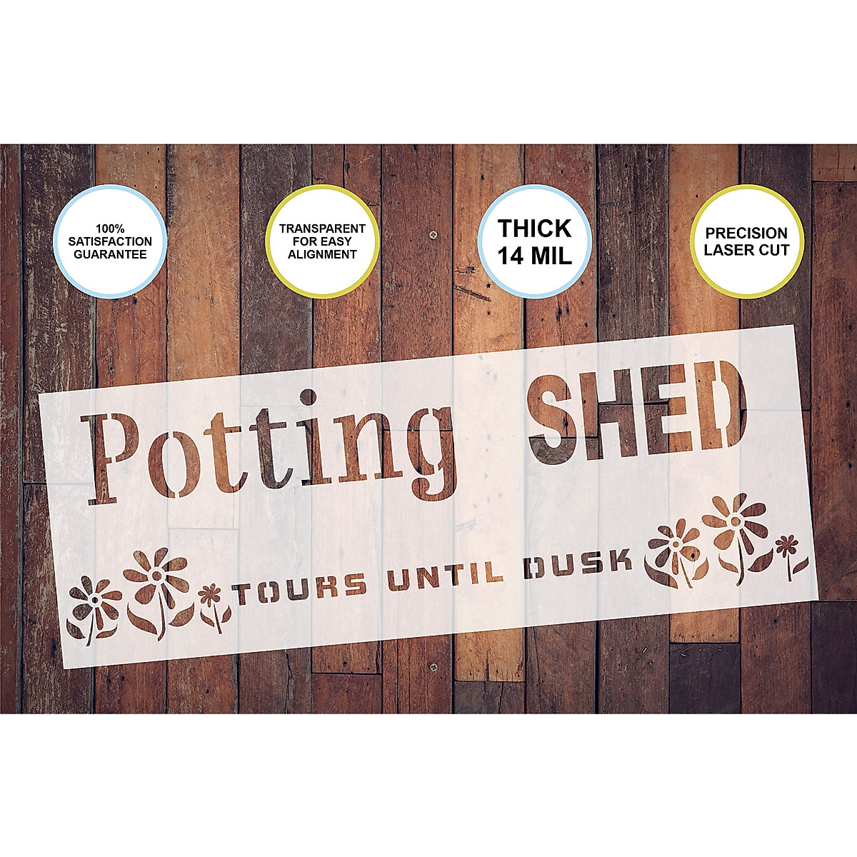 Garden Potting Shed Stencil for Painting Wood Signs, Reusable, Sturdy, Psalms Bible Verse
