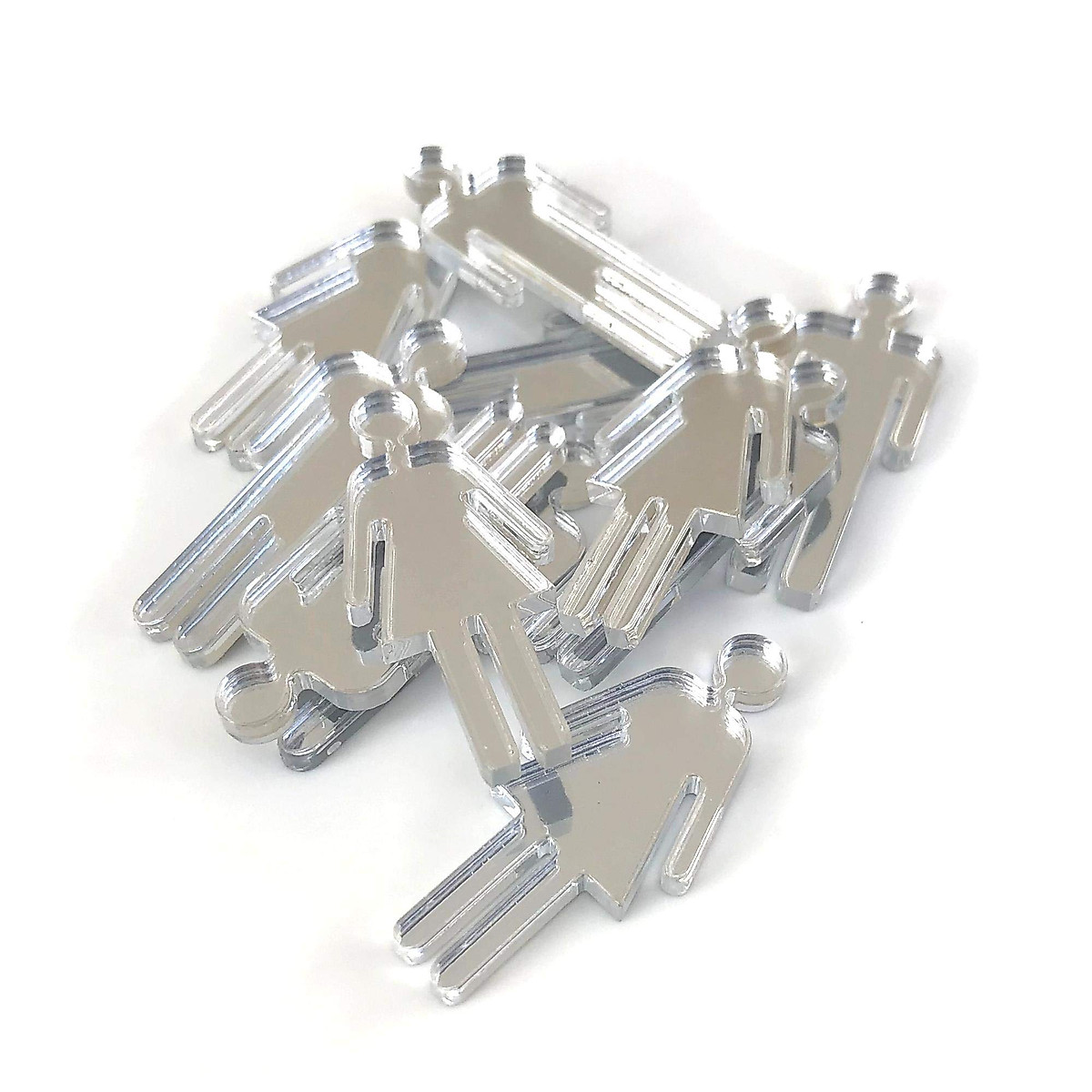 Super Cool Creations Male Female Toilet Shaped Crafting Mirrors, Set of 10, Many Colours, Shatterproof Acrylic, Bright Green, Pack of 10 x 3cm