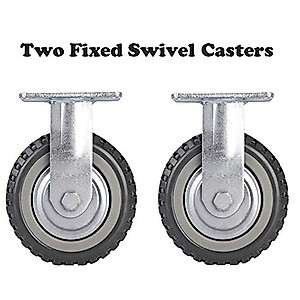8" Heavy Duty Plate Casters 2200lbs Load Capacity Lockable Bearing Caster Wheels with Brakes Industrial Swivel Top Plate Casters Wheels Set of 4 for Cart, Trolleys, Furniture and Workbench