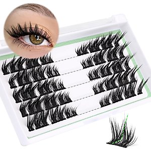 Alice DIY Lash Extensions Clusters Eyelashes L Curl Lash Clusters Cat Eye Individual Lashes Fluffy Wispy DIY Cluster Lashes Extensions False Eyelashes by ALICE Black