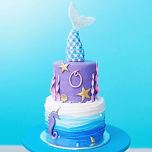 Palksky Mermaid Cake Fondant Cutter/Scale Cookie Cutter Geometric Multicutter Biscuit Cutters Cake Embossing Mold for Mermaid Birthday Party Novel Creative Cupcake Decorating Supplies(Set of 3)