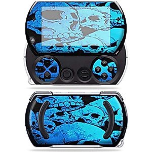 MightySkins Skin Compatible with Sony PSP Go System wrap Sticker Skins Blue Skulls