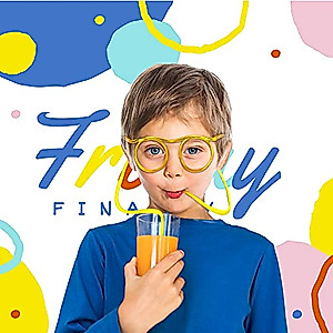 MOTZU 4 Pieces Silly Straws, Novelty Flexible Soft Drink Eyeglasses, Fun Party Drinking Straw Eye Glasses, Crazy Funky Drinking Tube For Party Supplies, Children Kids Birthday (Random Color)
