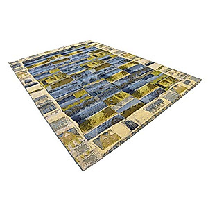 Unique Loom Outdoor Modern Collection Area Rug - Glyph (8' x 11' 4" Rectangle, Blue/ Beige)