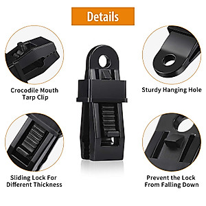 Tarp Clip Crocodile Mouth Multipurpose Secures Clamp with Strong Lock Grip Clamp Trap Clip Camping Clamp Clip Tighten Lock Grip Tent Snap for Outdoor Camping Tent Awning Banner and Cover (20 Pieces)