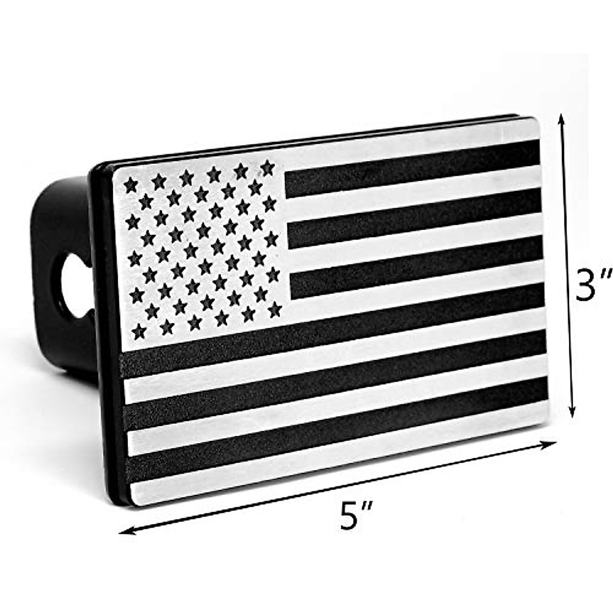 MULL USA American Flag Aluminum Trailer Hitch Cover (Fits 2" receivers, Aluminum Black)