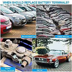 Car Battery Terminal Clamps Connectors Battery Cable Terminal Positive Negative Auto Cable Terminal Top Post with Plastic Cover For Cars, Truck and Van(8 Pieces)