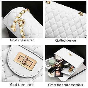 Eveupp White Purses for Women White Crossbody Bags for Women Quilted Purse with Chain Strap L