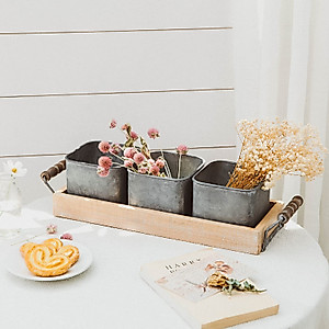 NIKKY HOME Farmhouse 3 Compartment Galvanized Flatware Cutlery Caddy Kitchen Countertop Silverware Holder for Spoons, Knives, Forks - Silver