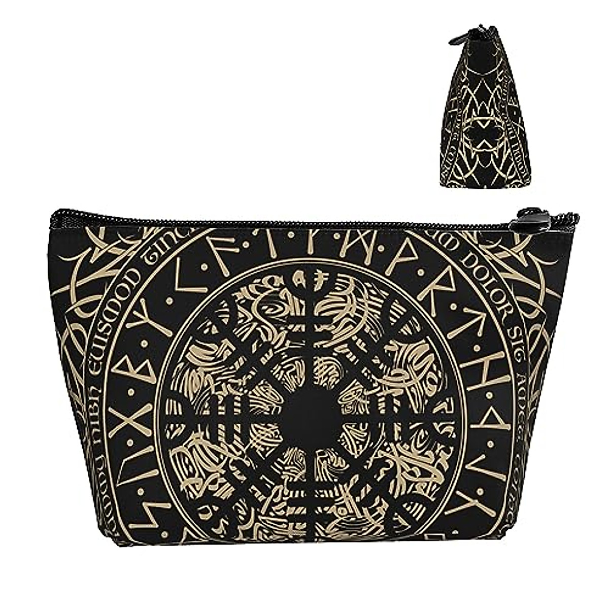 Women's Lightweight Makeup Bag Pouch Compatible with Cool Norse Viking Vegvisir Runic Compass, Funny Travel Cosmetic Bag Portable Pencil Bag with Zip for Office College Christmas Gift