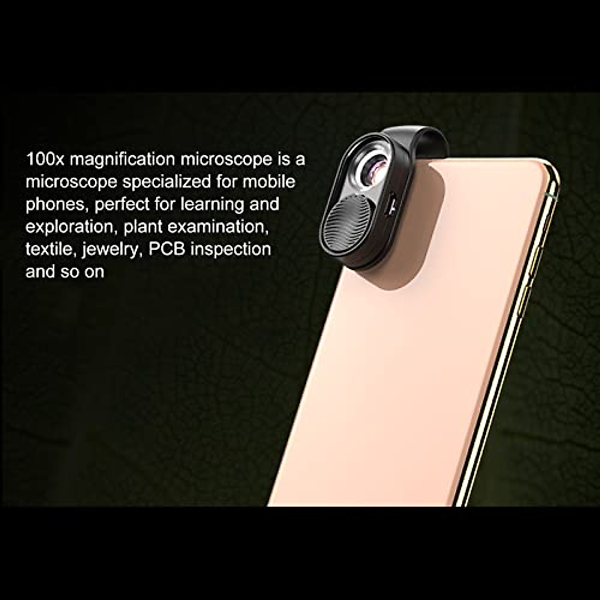PUSOKEI 100X Phone Microscope,Mini Pocket Phone Camera Lens Attachment Microscopes with Universal Clip and LEDs,Portable USB Micro Magnifier for Kids Adults Trichome Coin