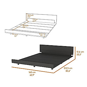 Epinki Queen Bed Frame Black, Particle Board, Low Profile Bed, Easy Assembly