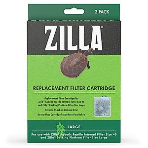 Zilla Reptile Pet Terrarium Water Filter Replacement Cartridge, Large, 3-Pack