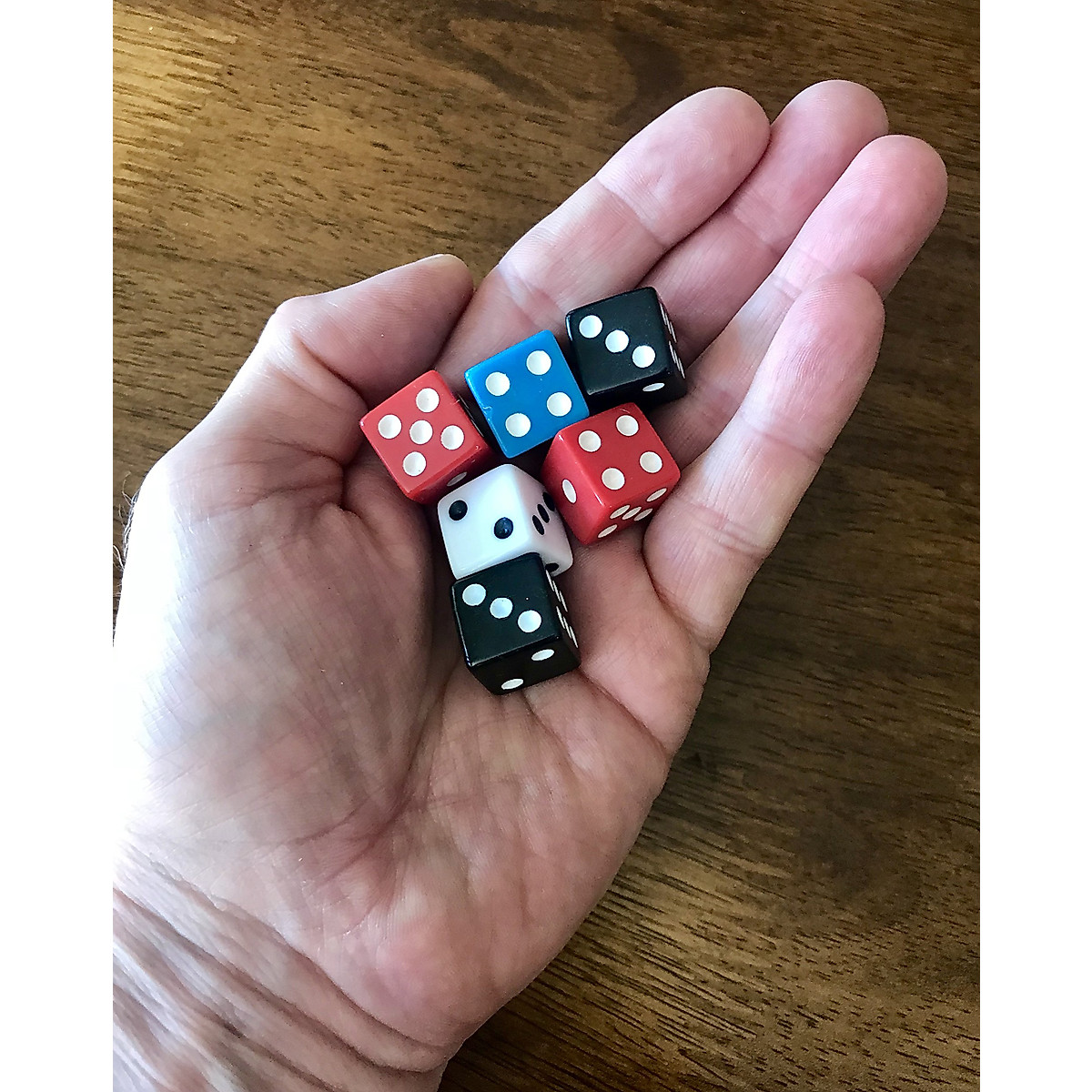 100 Bulk 16mm Dice 4 Color Assortment (Red, Blue, Black and White)