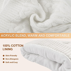 Winter Warm Knitted Baby Hat for Girls Cotton Lined Infant Toddler Girls Hat Autumn Cute Bow Classic Girls Beanie 0-6Y(M,White)