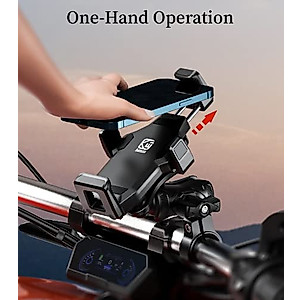 Kewig Motorcycle Phone Mount with Vibration Dampener & High-Speed Secure Lock, Newest Anti-Theft Phone Cradle Handlebar Cellphone Holder for Motorcycle Bike ATV/UTV Scooter Fit 4.7-7.2" Phone