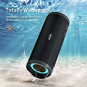 HEYSONG Portable Bluetooth Speaker, Waterproof Wireless Outdoor Speakers with LED Light, Rich Bass, IPX7, 40H Play, TF Card, Dual Pairing for Beach, Boat, Pool, Camping, Bike, Shower, Gifts for Men