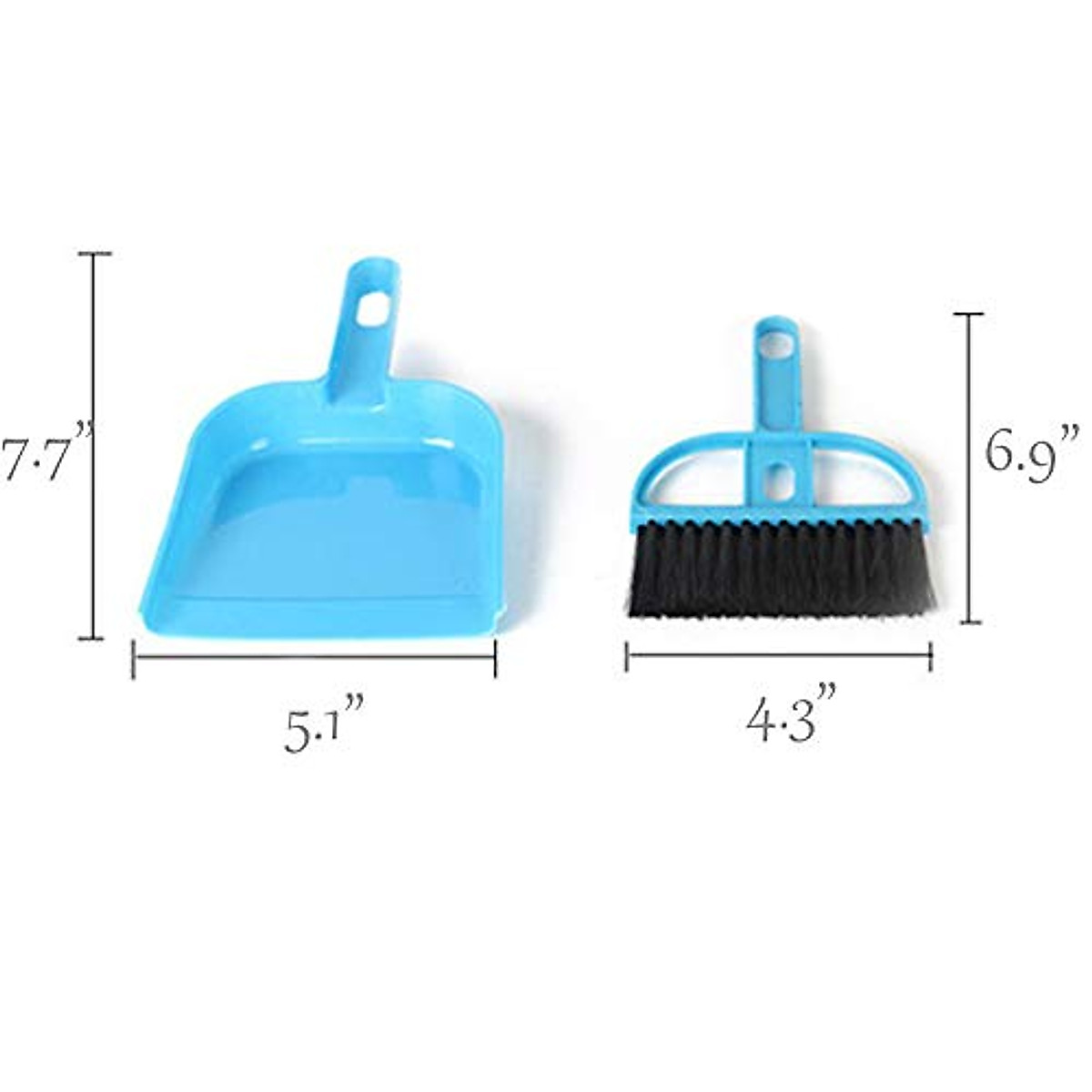 SEIS 3 Pack Hamster Mini Dustpan and Broom Set Guinea Pig Classical Besom Chinchillas Sweeper Cavy Cage Clean Hedgehogs Scooper for Small Animal (Blue)