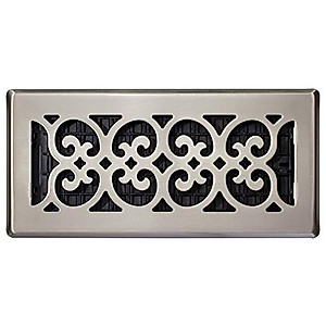 Decor Grates SPH410-NKL Scroll Floor Register, 4x10, Brushed Nickel Finish